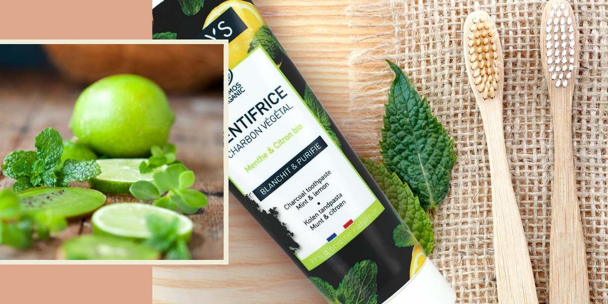 Dentifrice Charbon Végétal & Menthe-Citron Bio - COSLYS